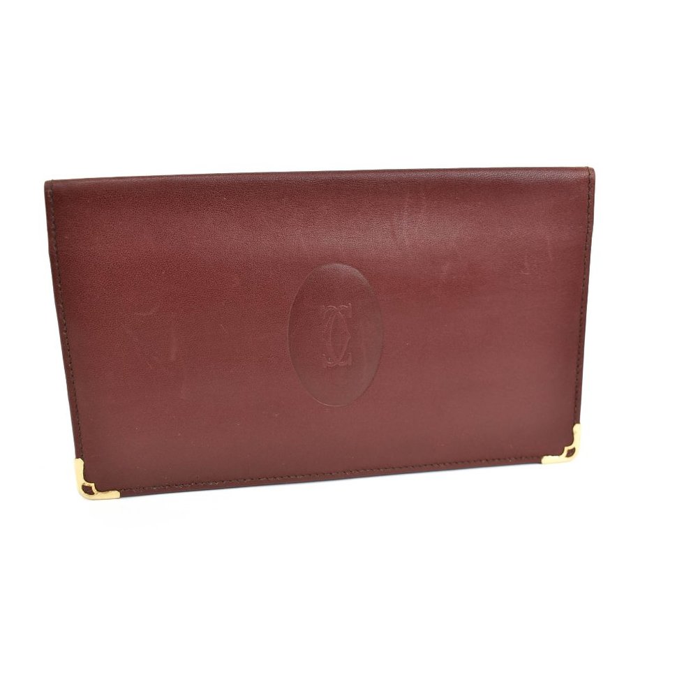 Cartier: Burgundy, Leather Double C Logo Wallet Oq - Gem